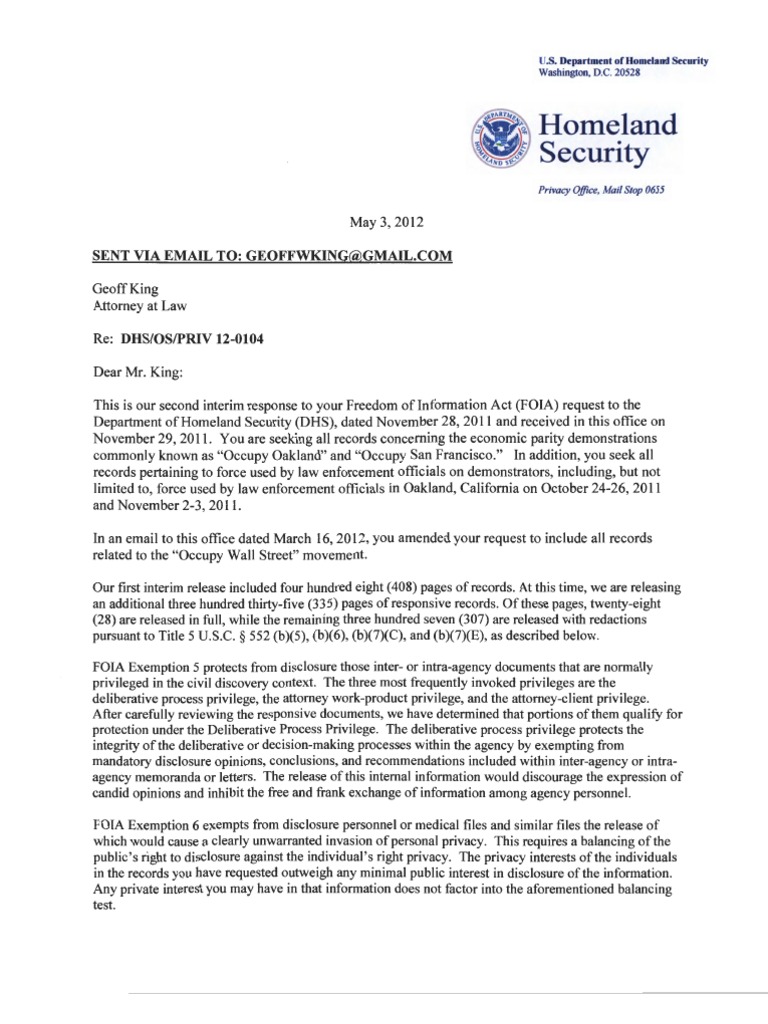 12-0104 Second Interim Response Letter | PDF | Freedom Of Information ...