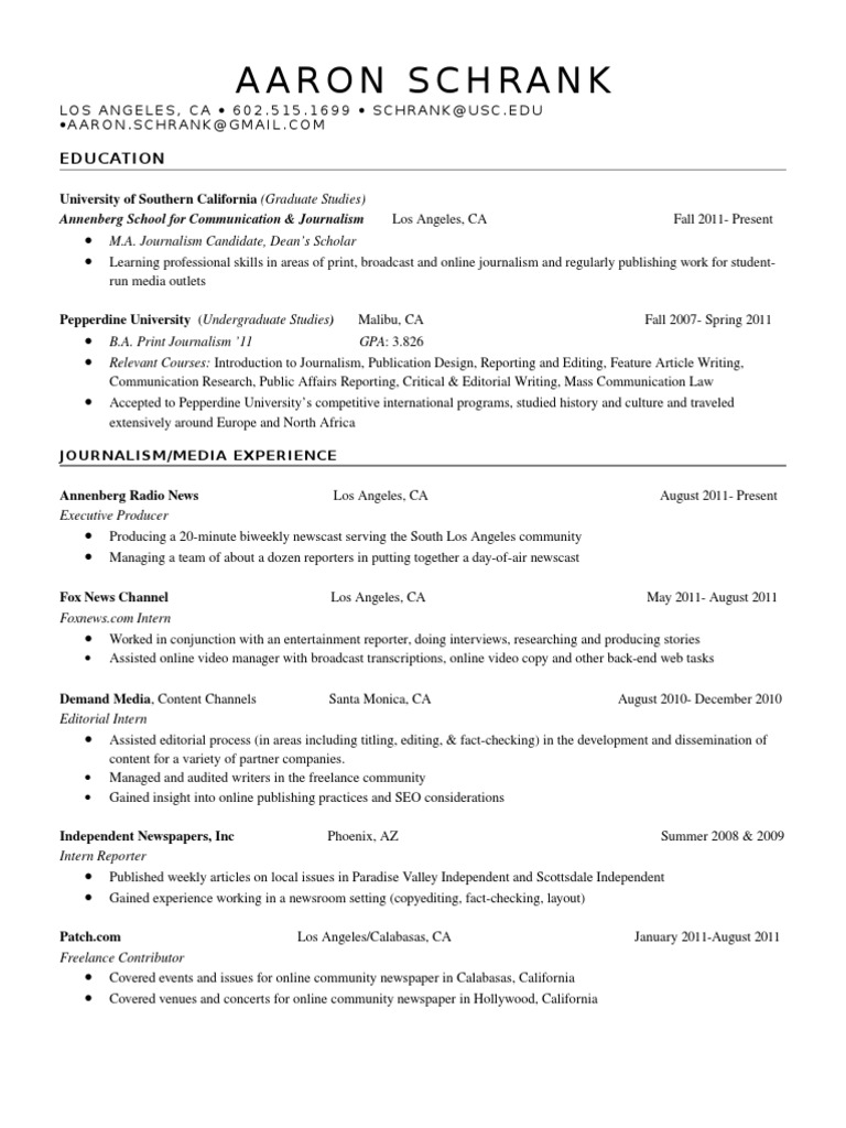 Scribd Resume | PDF | California | News Broadcasting