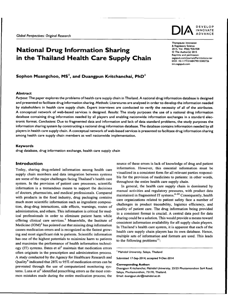 3.national Drug Information Sharing in The Thailand Health Care Supply ...