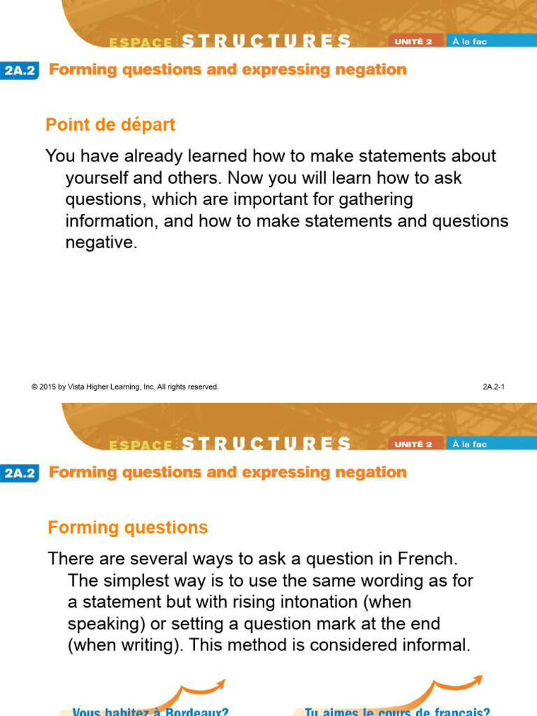French Question and Negation Basics | PDF | Question | Verb