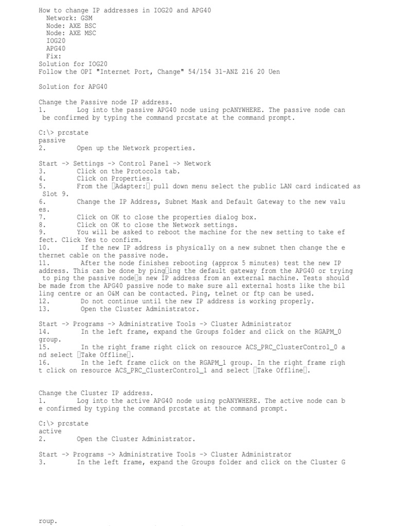 How To Change IP in APG40 and IOG20 | PDF | Node (Networking) | Ip Address