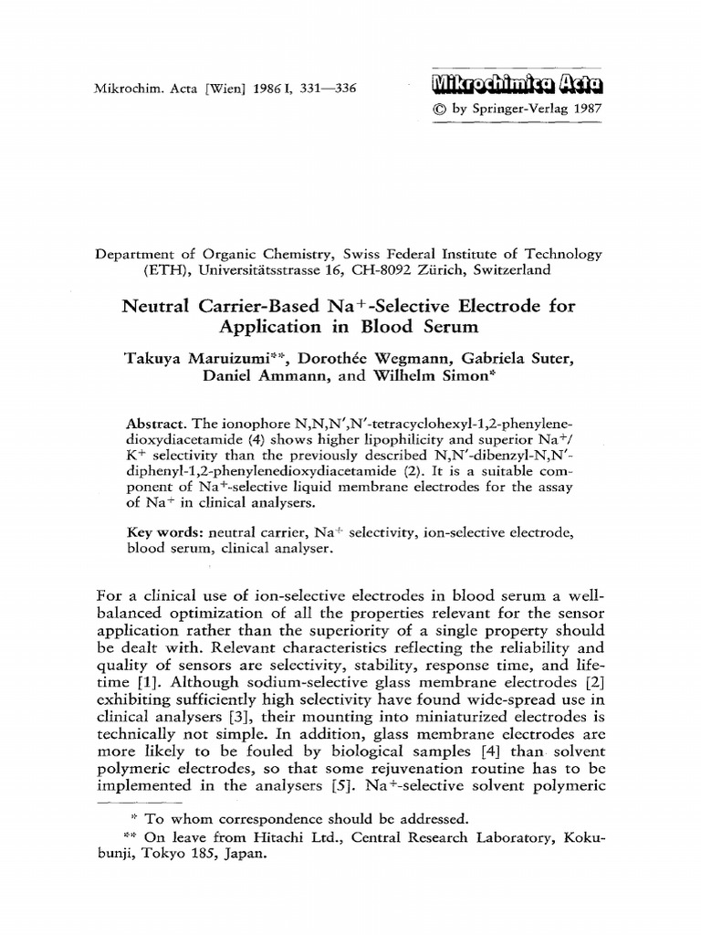 Maruizumi1986 Neutral Carrier-Based Na+-Selective Electrode For ...