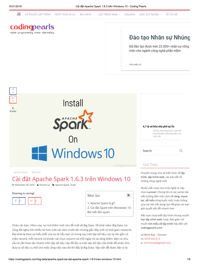 Cài đặt Apache Spark 1.6.3 trên Windows 10 - Coding Pearls | PDF