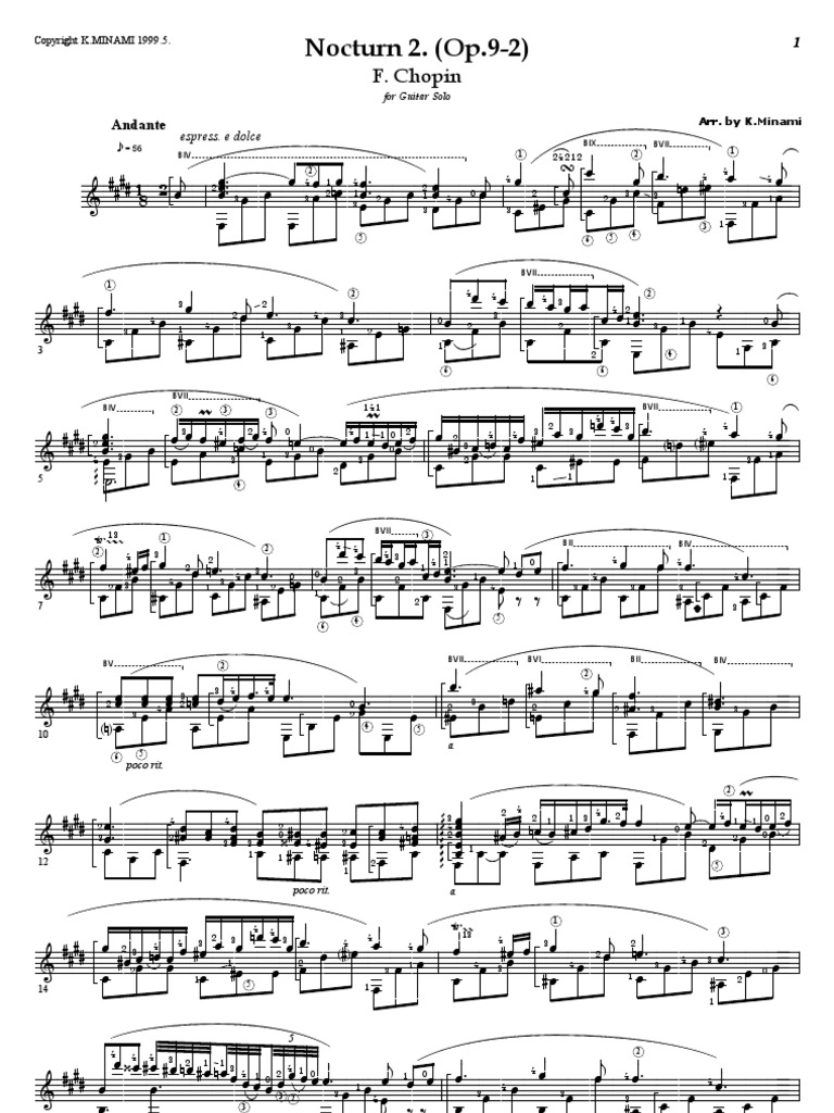Guitar Sheets - Nocturne Op.9 No. 2 Chopin