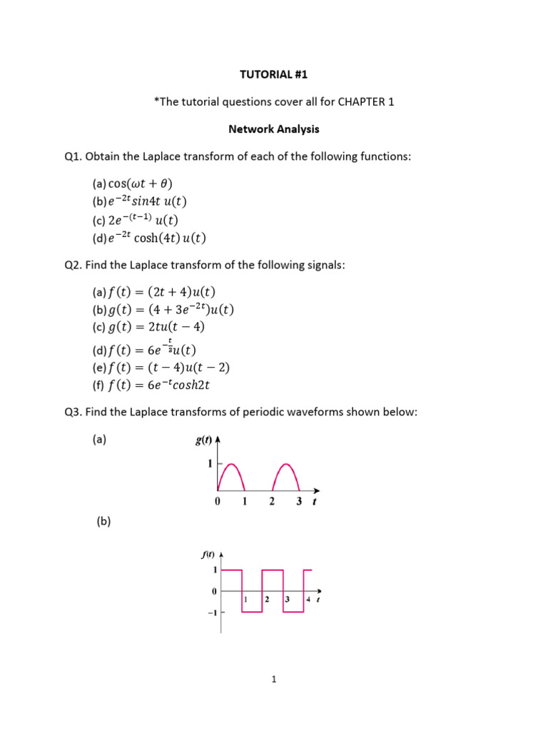 Tutorial 1 - Network Analysis Chapter 1 - May2023 | PDF | Laplace ...