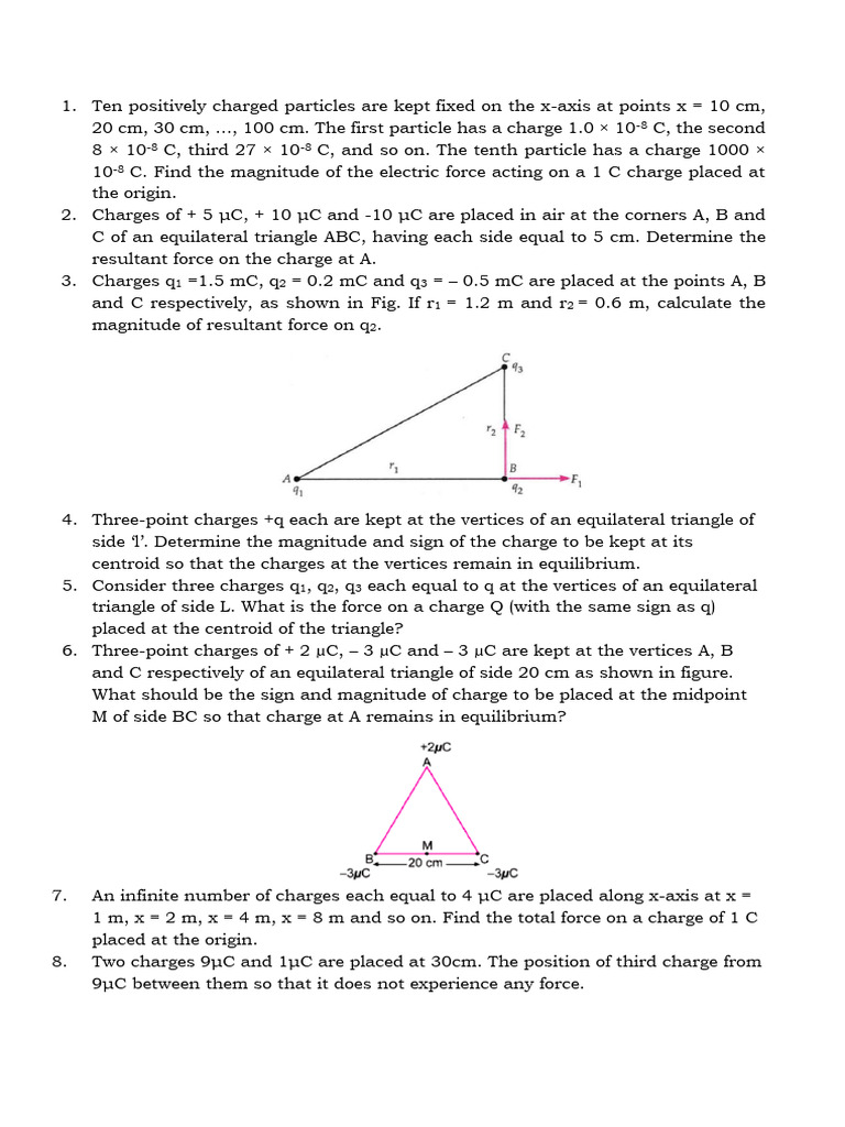 Numerical Problems Based On Superposition Principle of Electric Forces | PDF