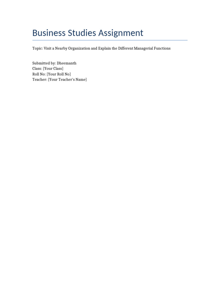 Business Studies Assignment | PDF | Employment | Organizational Behavior