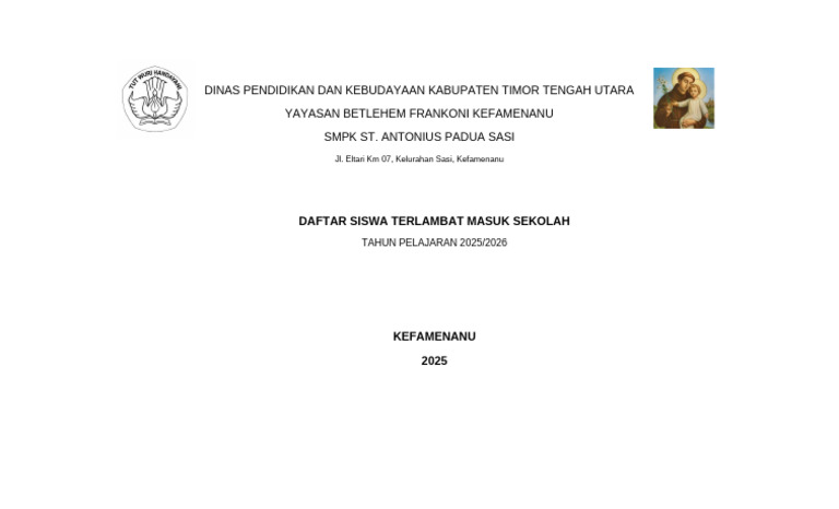 Cover Daftar Siswa Terlambat | PDF