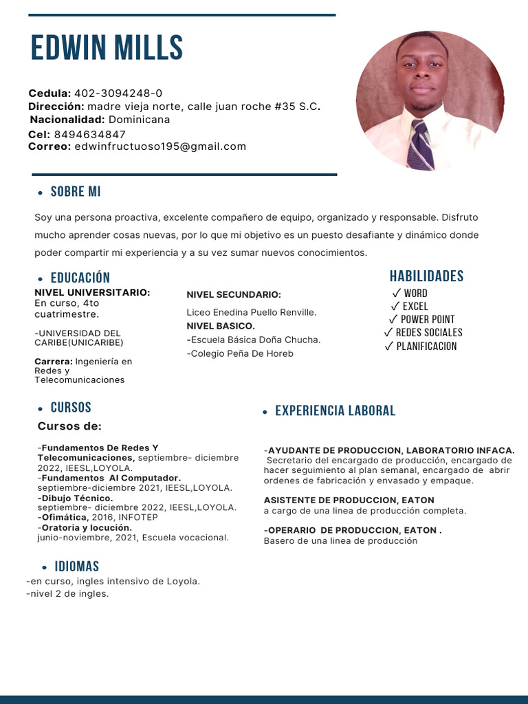 A-Curriculum Profesional Edwin Abel Mills Fructuoso-1 | PDF