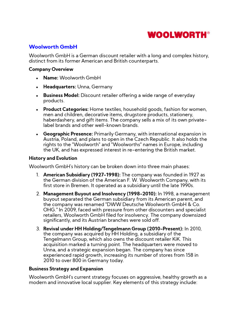 Woolworth GmbH: Growth and Expansion Strategy | PDF | Marketing | Economies