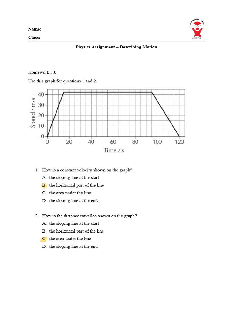 Homework-Physics G.10 Motion | PDF