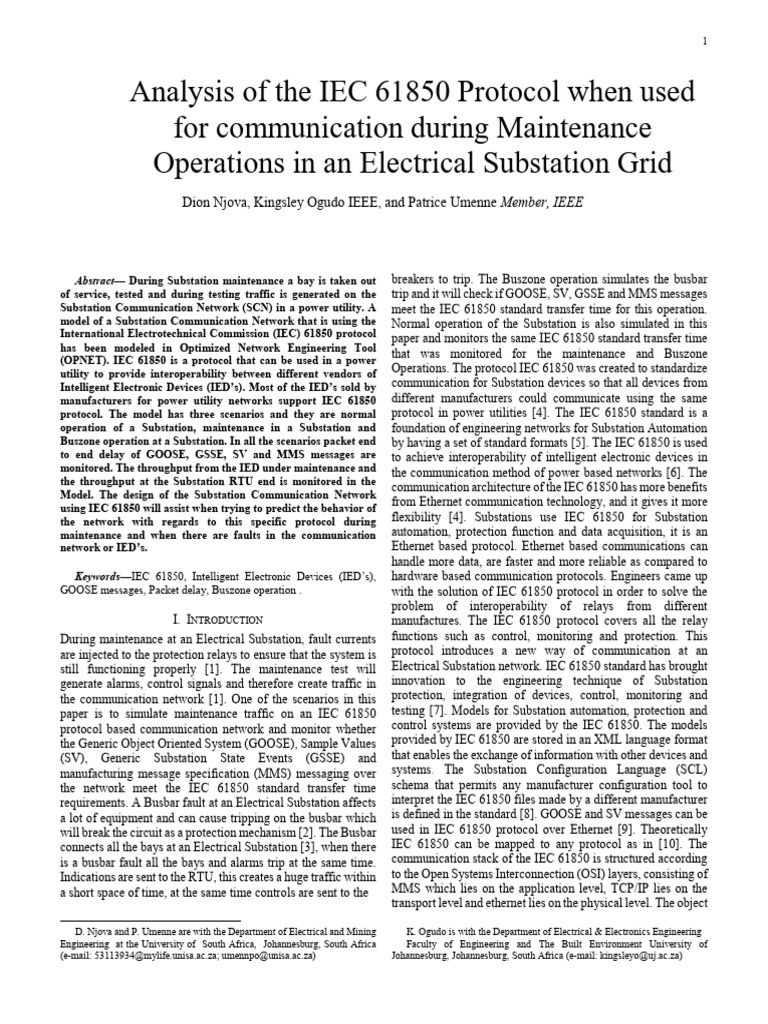 Analysis of The Iec 61850 Protocol When Used For Imxkv1vaba | PDF ...