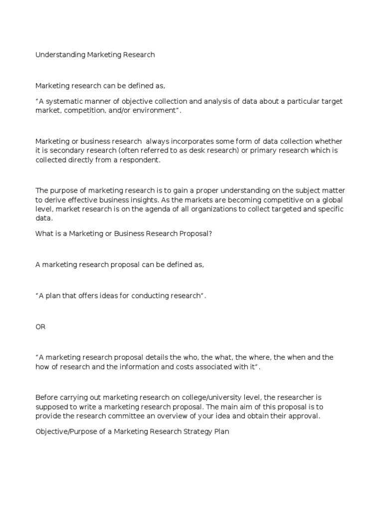 Marketing Research Proposal | PDF | Marketing Research | Marketing