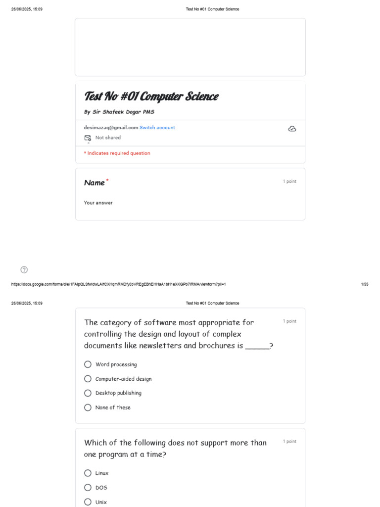 Computer Science Test Questions | PDF | Computer Data Storage ...