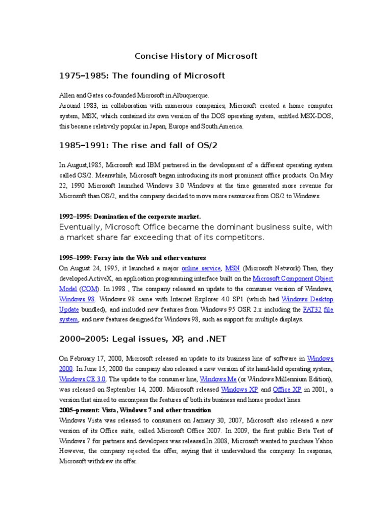 History of Microsoft: Key Milestones | PDF | Microsoft Windows | Microsoft