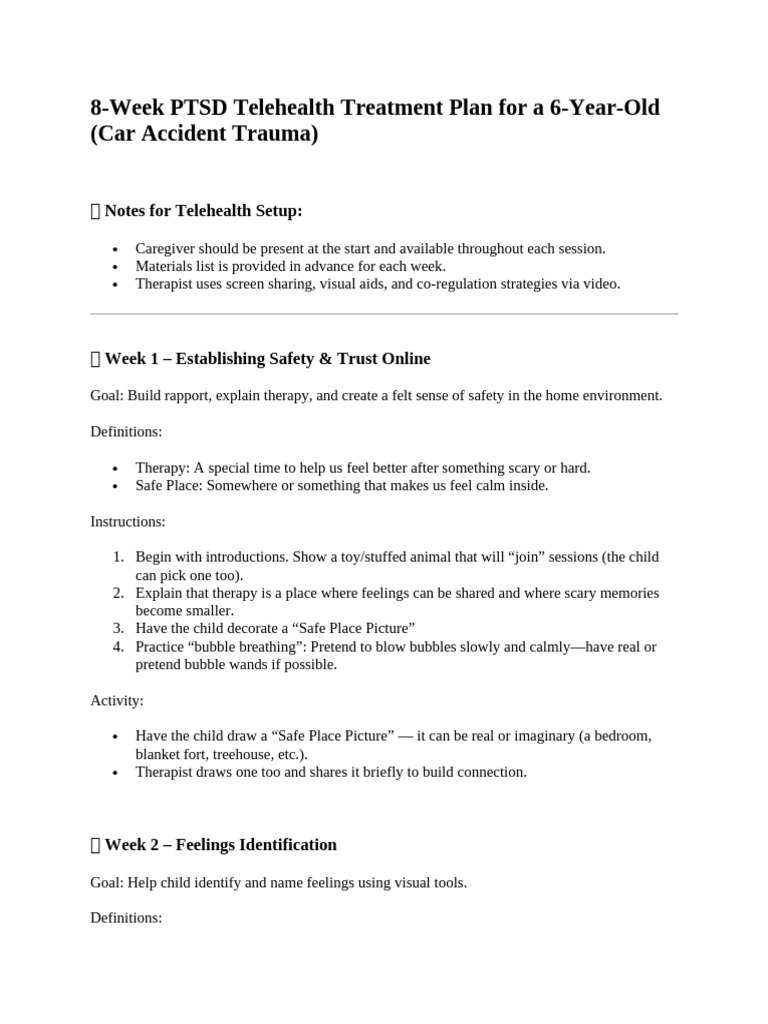 Childs PTSD Telehealth Treatment Plan | PDF | Fear | Anger