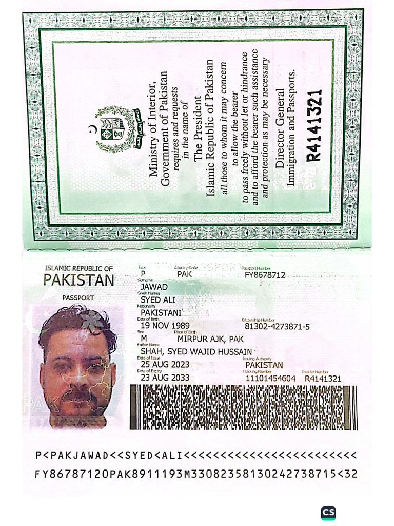 Son Syed Ali Jawad Passports | PDF