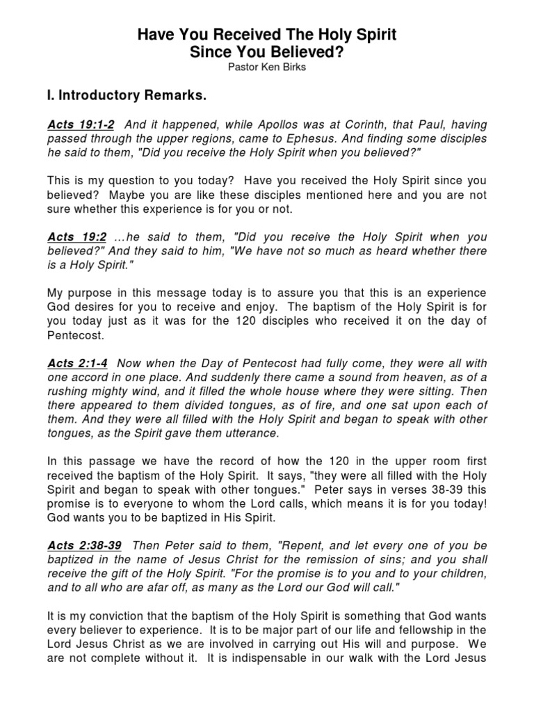 Baptism Holy Spirit | PDF | Business