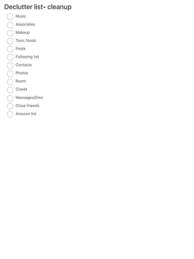 Declutter List - Cleanup | PDF