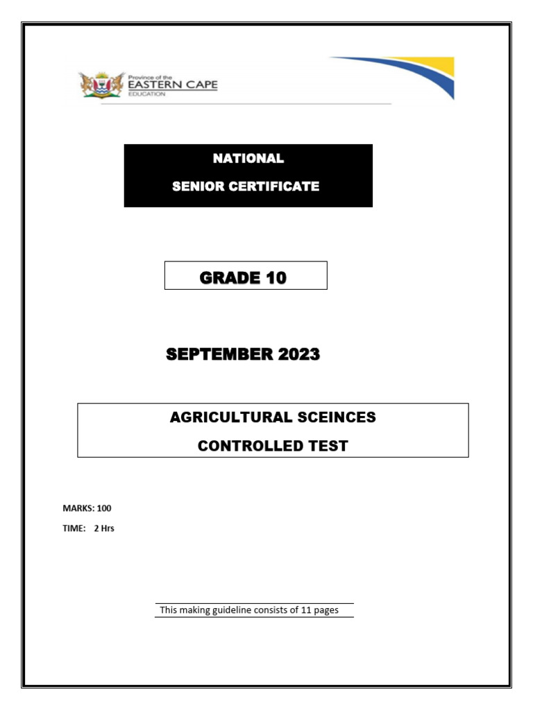 Grade 10 Agricultural Sciences Test 2023 | PDF | Soil | Agriculture