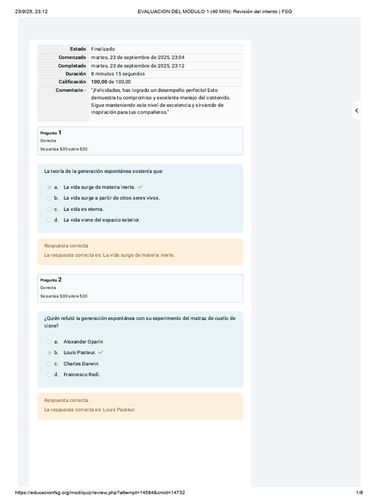 Evaluación Del Módulo 1 (40 Min)_ Revisión Del Intento _ Fsg | PDF | Gene | Genotipo