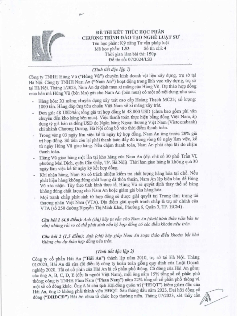 Đề Ls3 Của Hvtp - Có Đáp Án | PDF