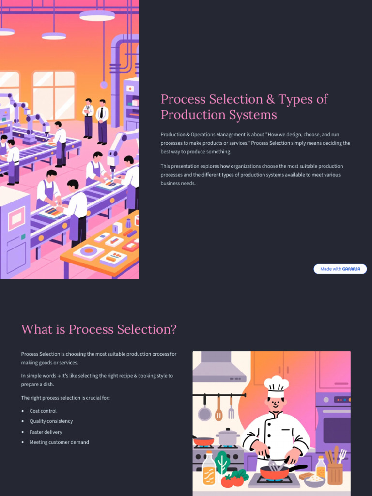 Process Selection in Production Systems | PDF
