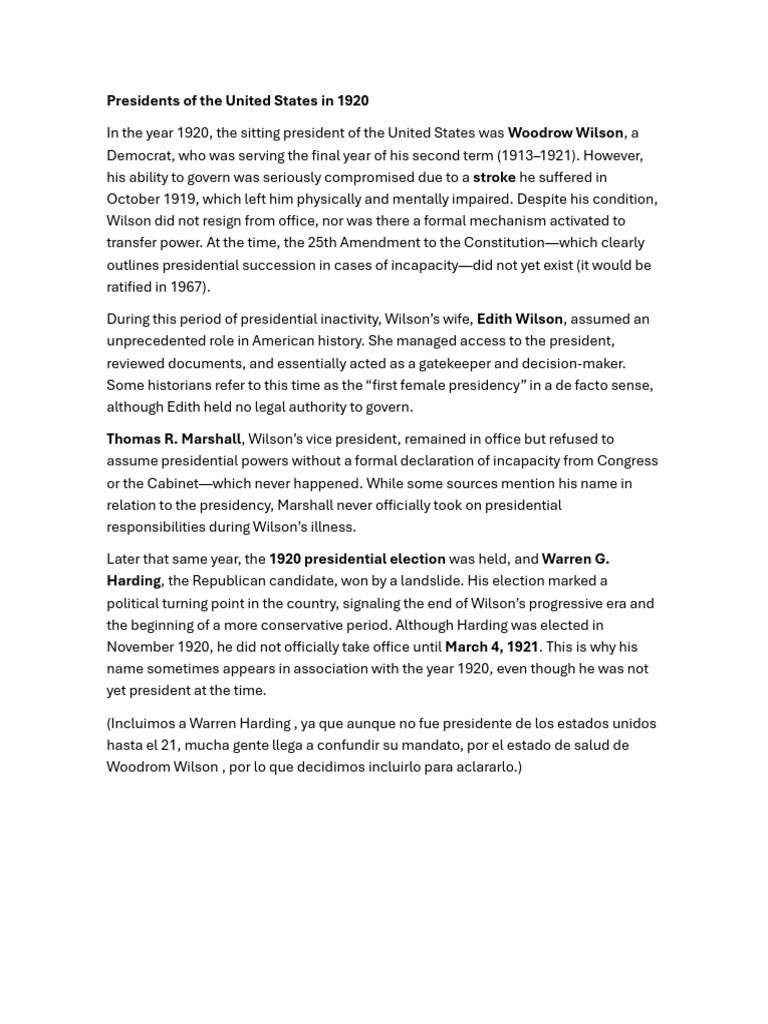 President and Politics 1920 | PDF | Prohibition | United States Travel