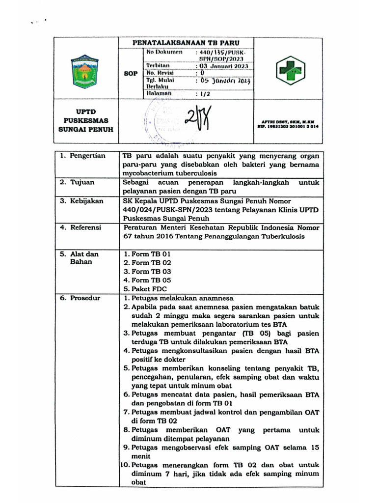 Penatalaksanaan TB Paru | PDF