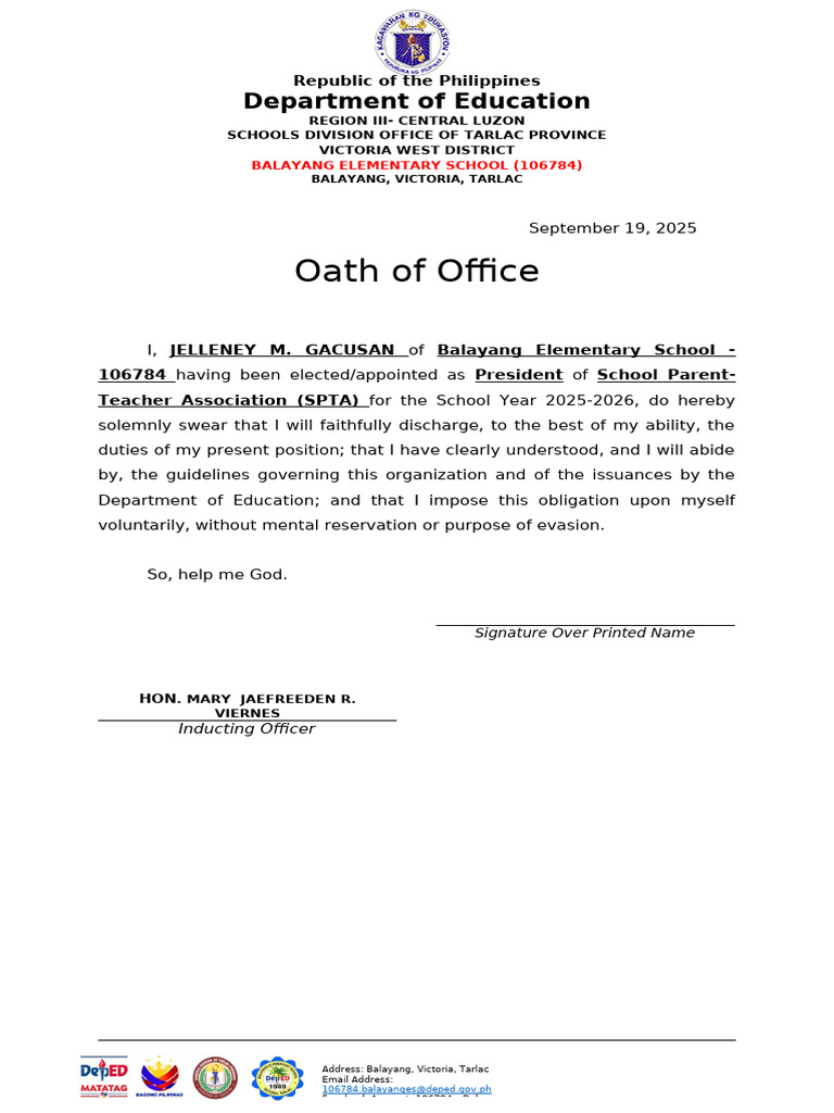 Spta Oath Taking | PDF | Oath Of Office | Governance