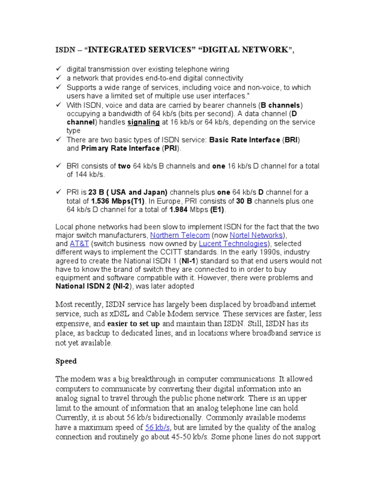 Integrated Services" "Digital Network: Isdn - " " | Download Free PDF ...
