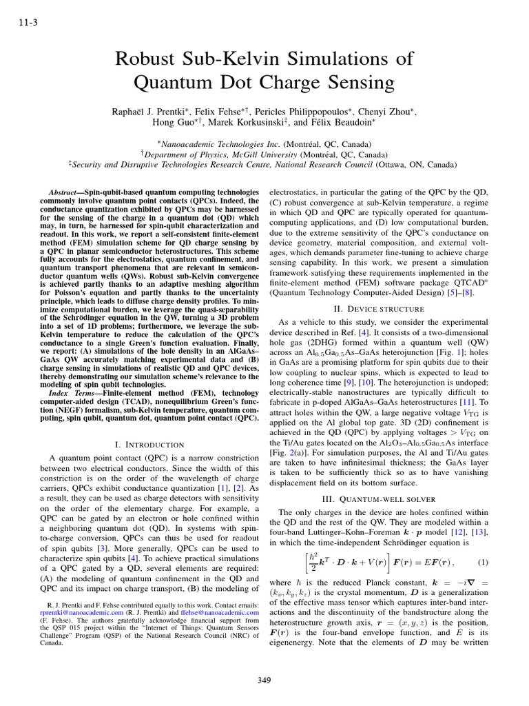 Robust Sub-Kelvin Simulations of Quantum Dot Charge Sensing | PDF ...