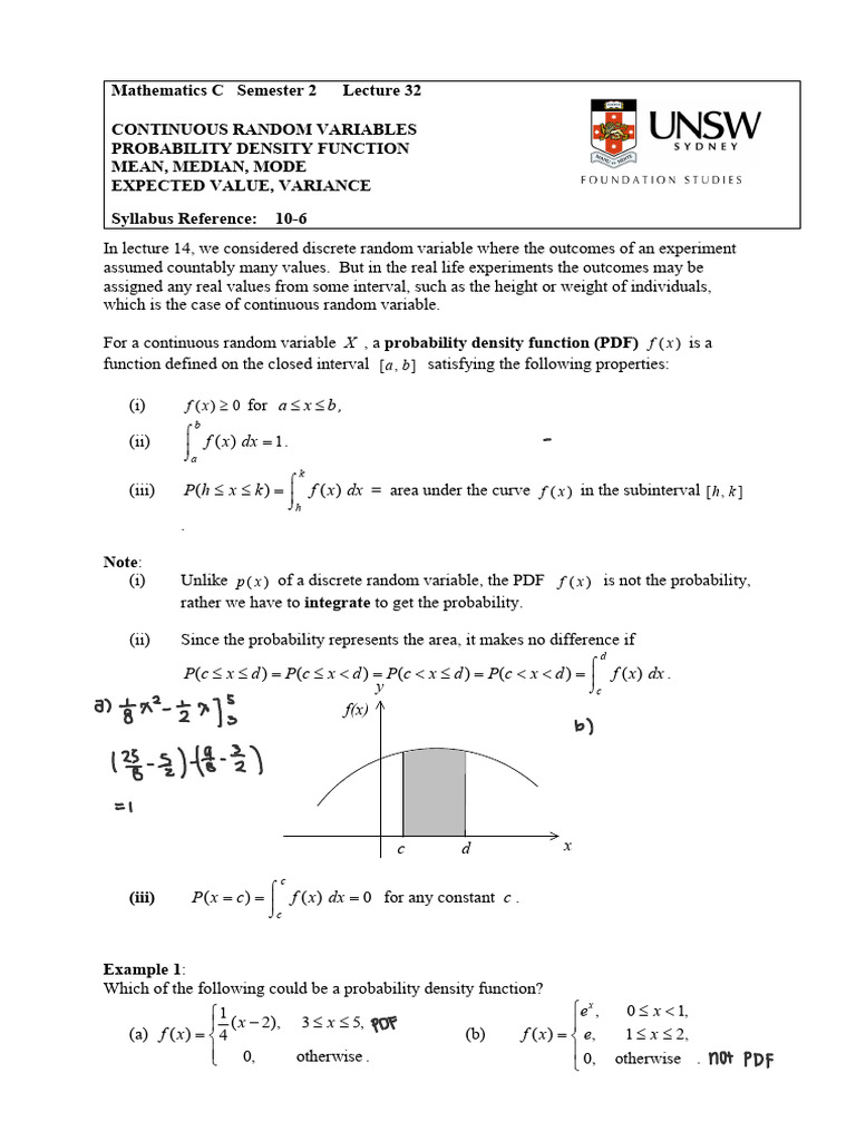 L32 Continuous Random Variable | PDF | Probability Distribution ...