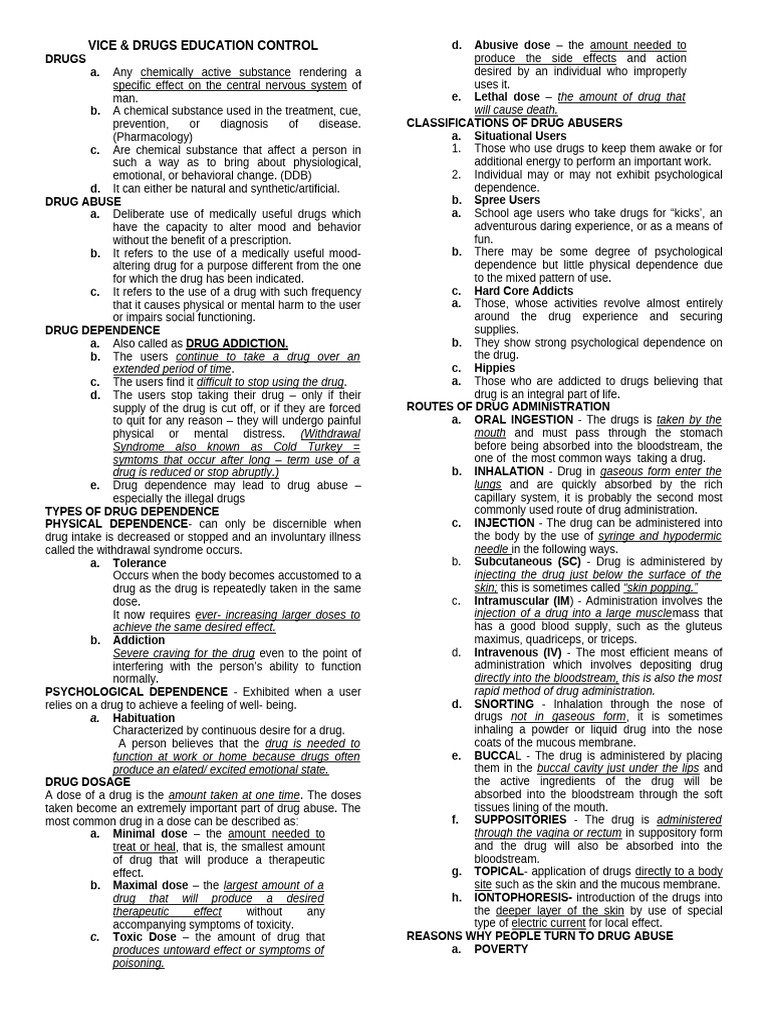 Vice Drugs Notes - 010404 | PDF | Substance Dependence | Drugs