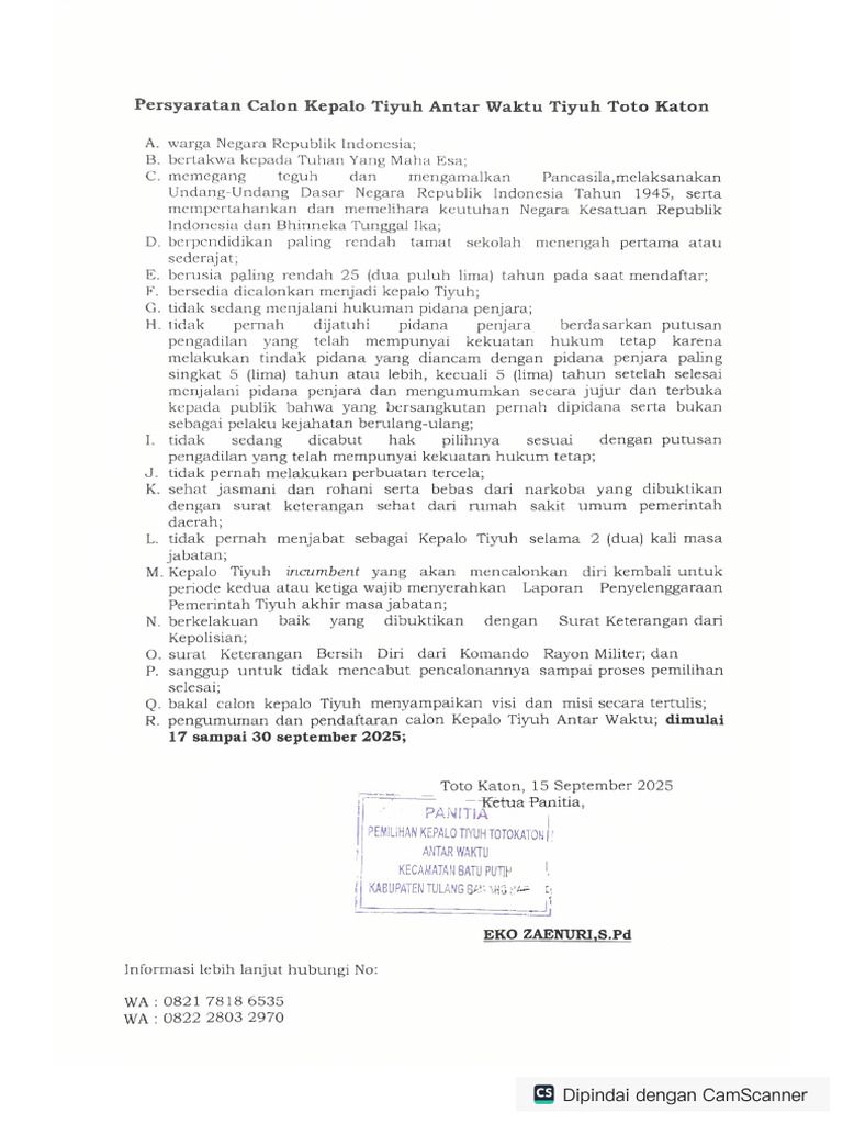 Pengumuman PAW TTK | PDF