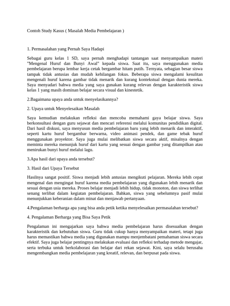 Contoh Study Kasus Media Pembelajaran | PDF