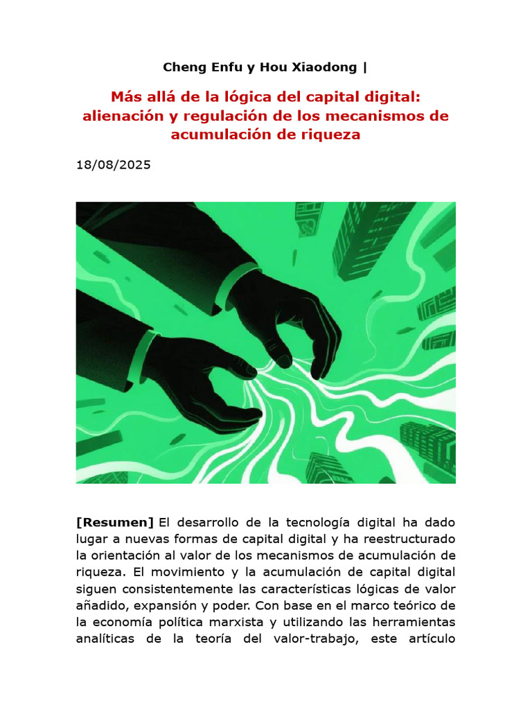 Alienación y regulación del capital digital | PDF | Acumulación de ...