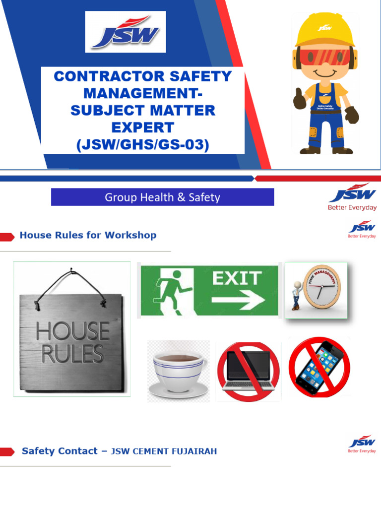 JSW - GHS - GS-03 - Contractor Safety Management SME Presentation JSW ...