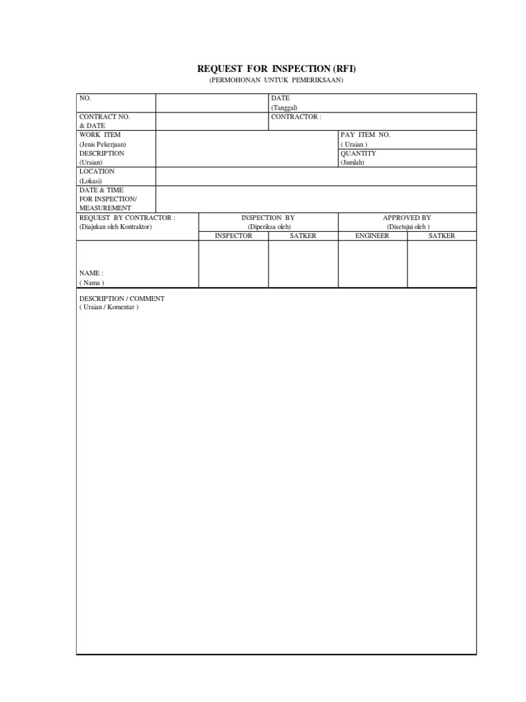 Request For Inspection (Rfi) | PDF