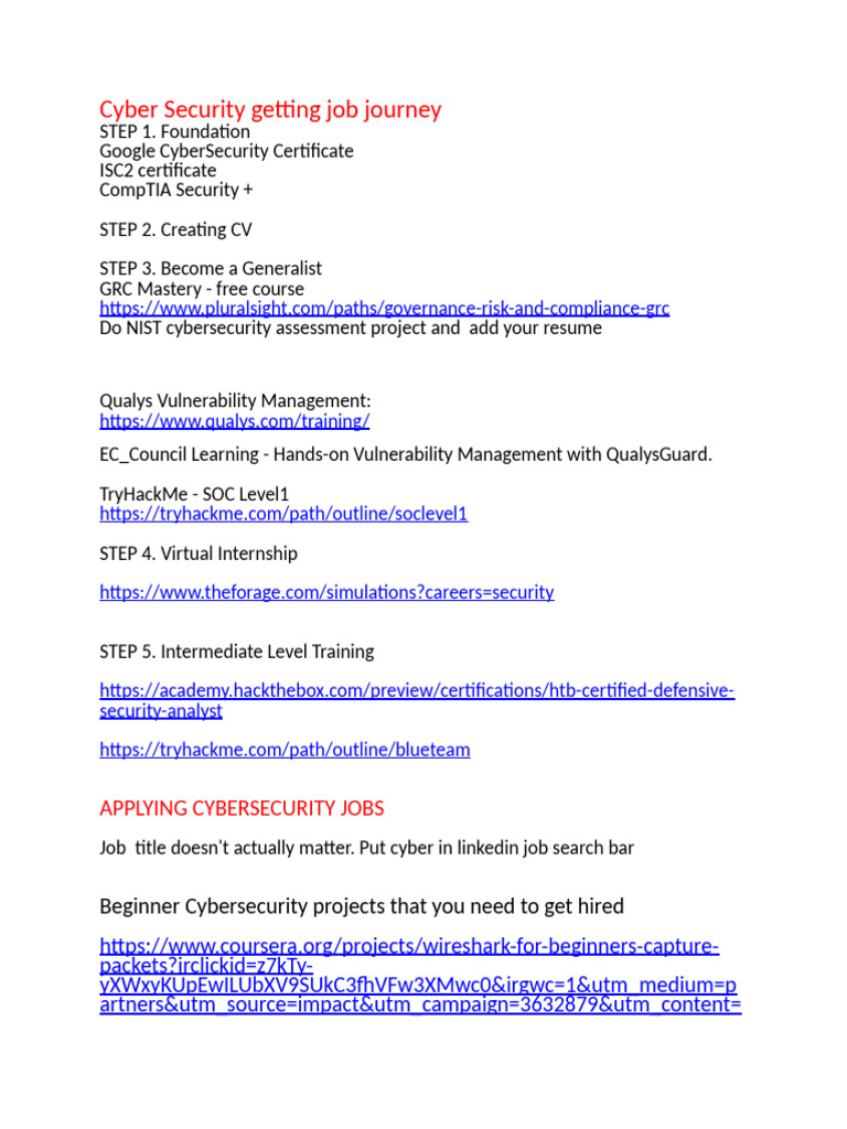 Cybersecurity Career Pathway Guide | PDF