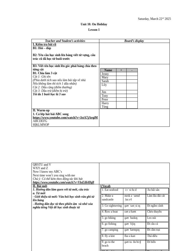 Wonderful World - Unit 10 - Lesson 2 - Period 2 | PDF