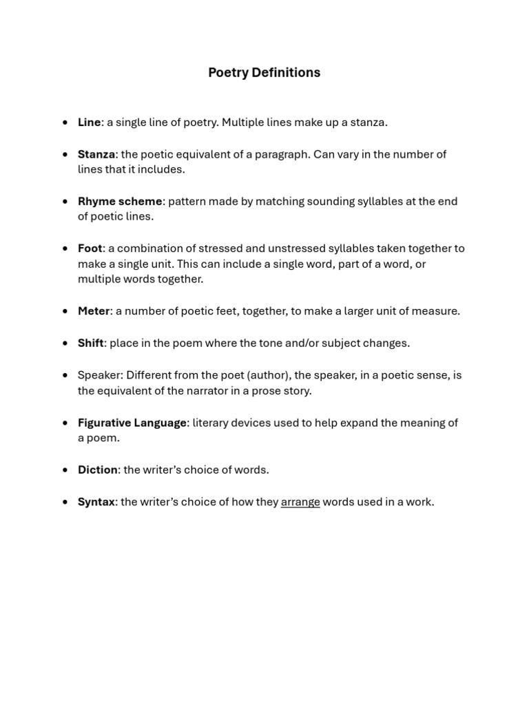 Essential Poetry Terms Explained | PDF