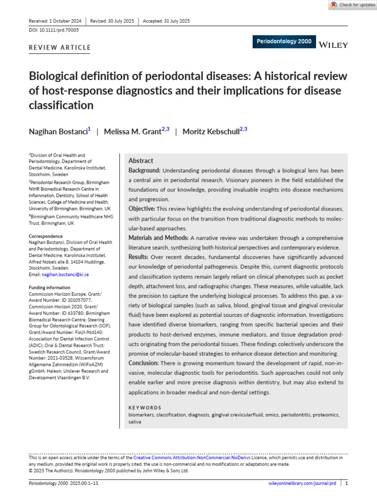 Historical Review of Periodontal Disease Diagnostics | PDF ...