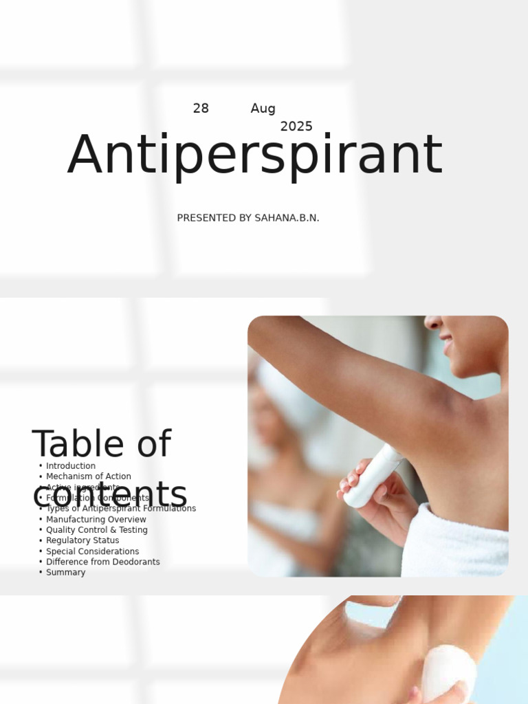 Antiperspirant Ppt | PDF | Chemical Substances
