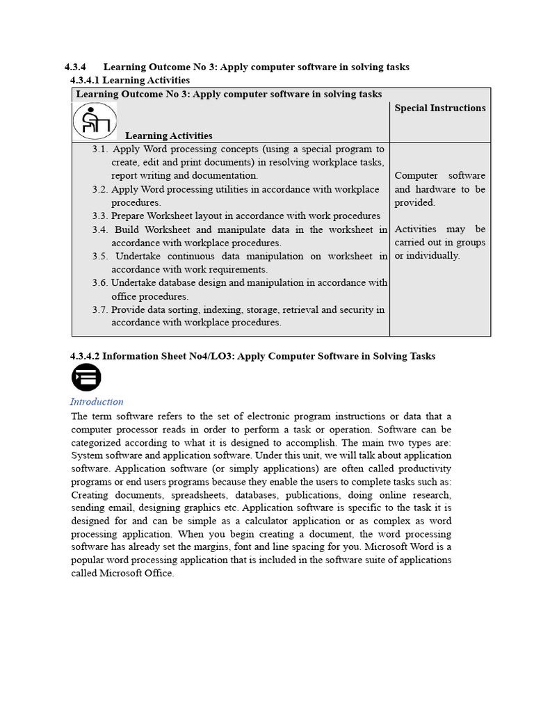Mastering Computer Software for Tasks | PDF | Spreadsheet | Word Processor