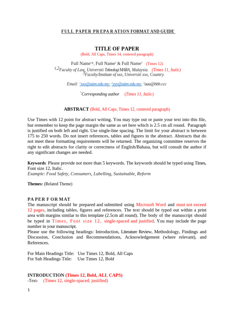 Uitm I Clas 2025 Full Paper Submission Format Uitm I Clas 2025 ...