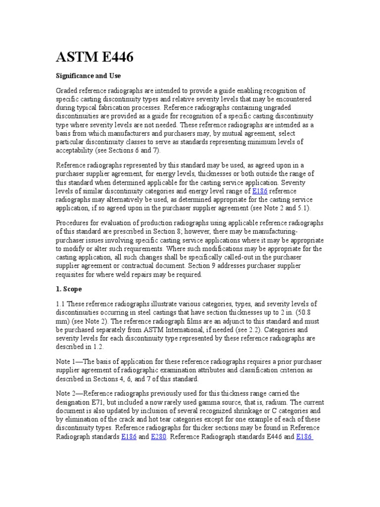 Astm E446 Req | PDF | Radiography | X Ray