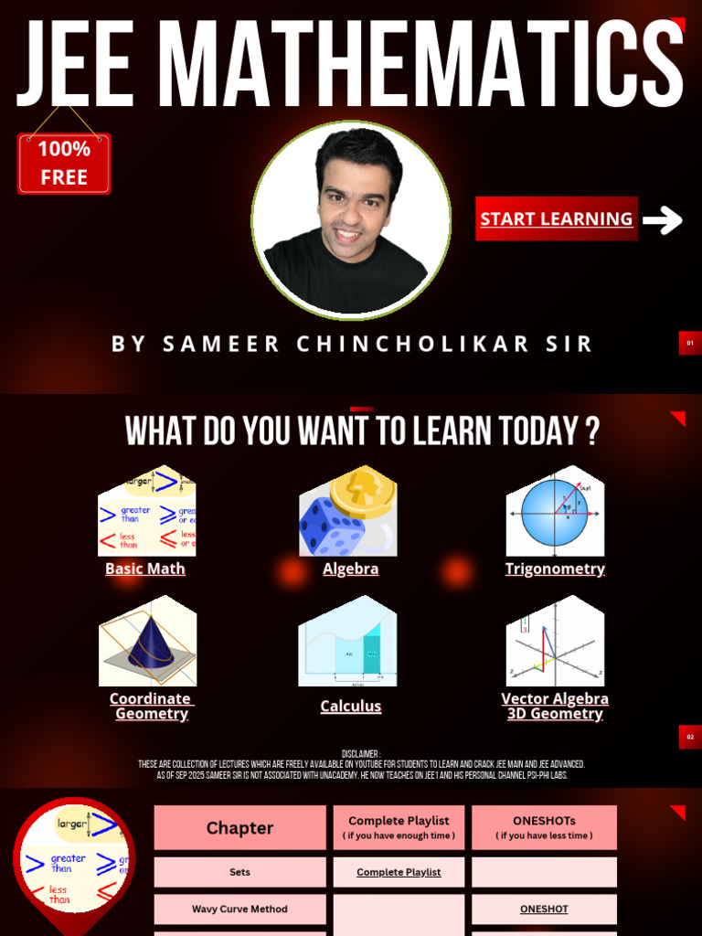 JEE Mathematics by Sameer Chincholikar | PDF | Line (Geometry) | Derivative