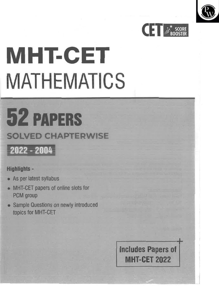 MHT CET PYQs - (Maths) - MHTCET 2026 | PDF