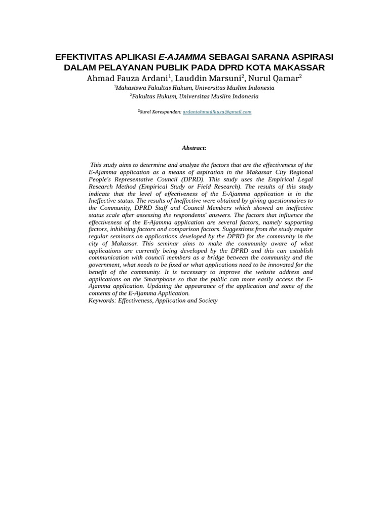E-Ajamma Effectiveness in Makassar DPRD | PDF